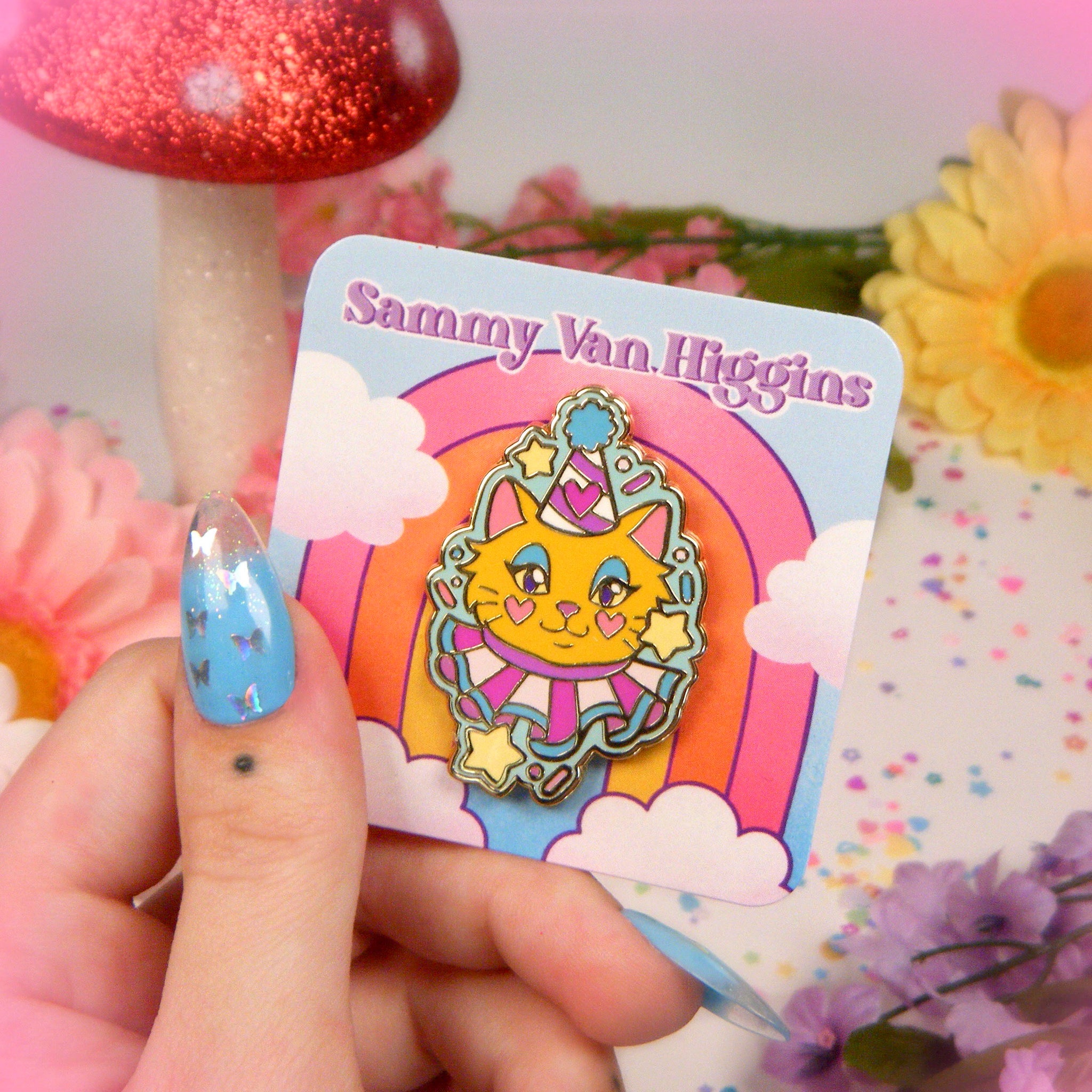 Kitty Clown Enamel Pin – Sammy Van Higgins